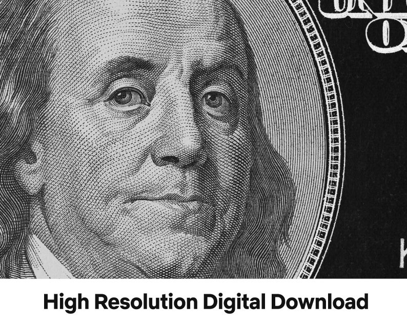 Black and White Gold 100 Dollar Banknote Painting Poster Print, Money ...