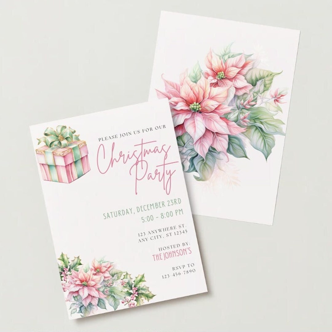 Pastel Pink Christmas Party Invitation Template- Pinkmas Classy ...