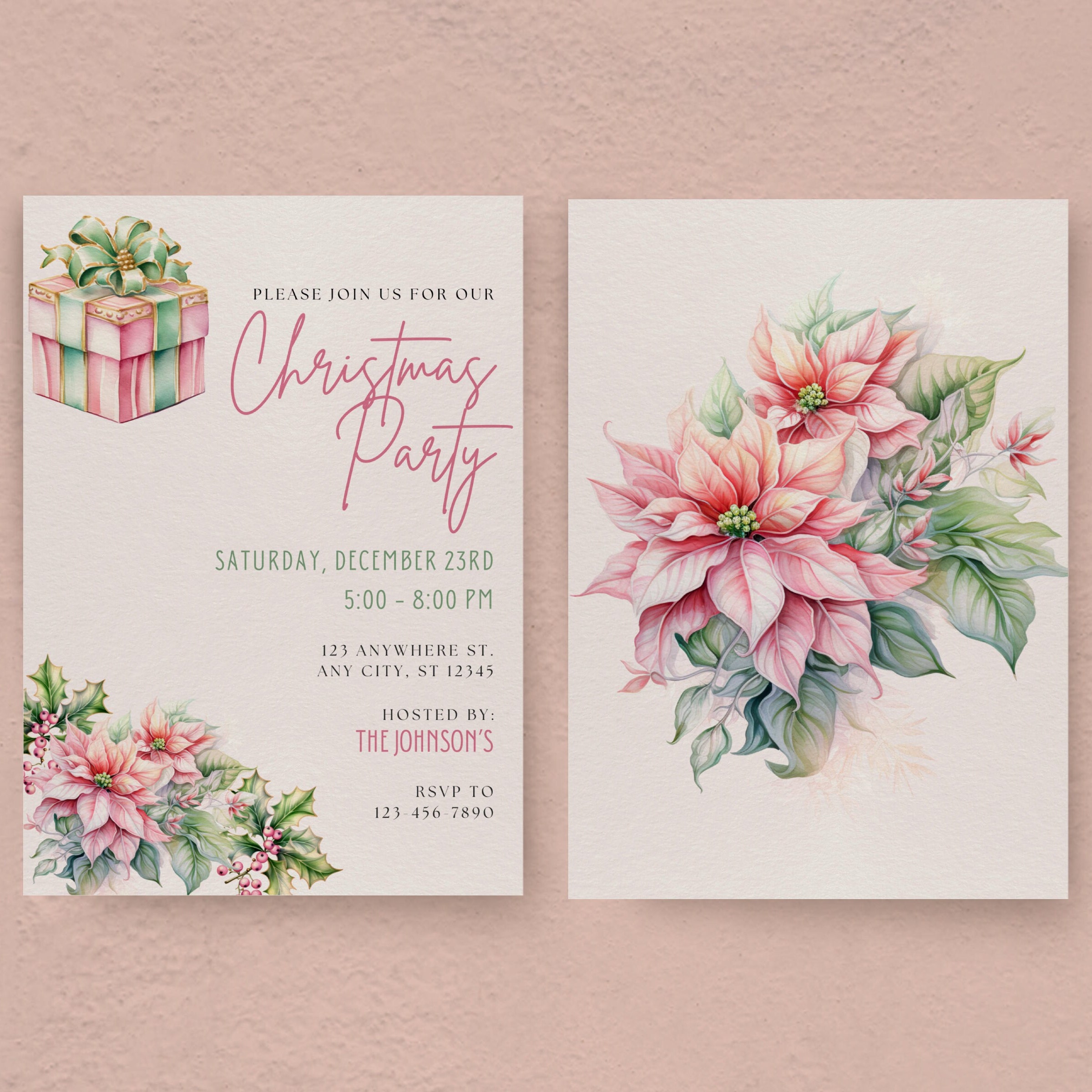 Pastel Pink Christmas Party Invitation Template- Pinkmas Classy ...