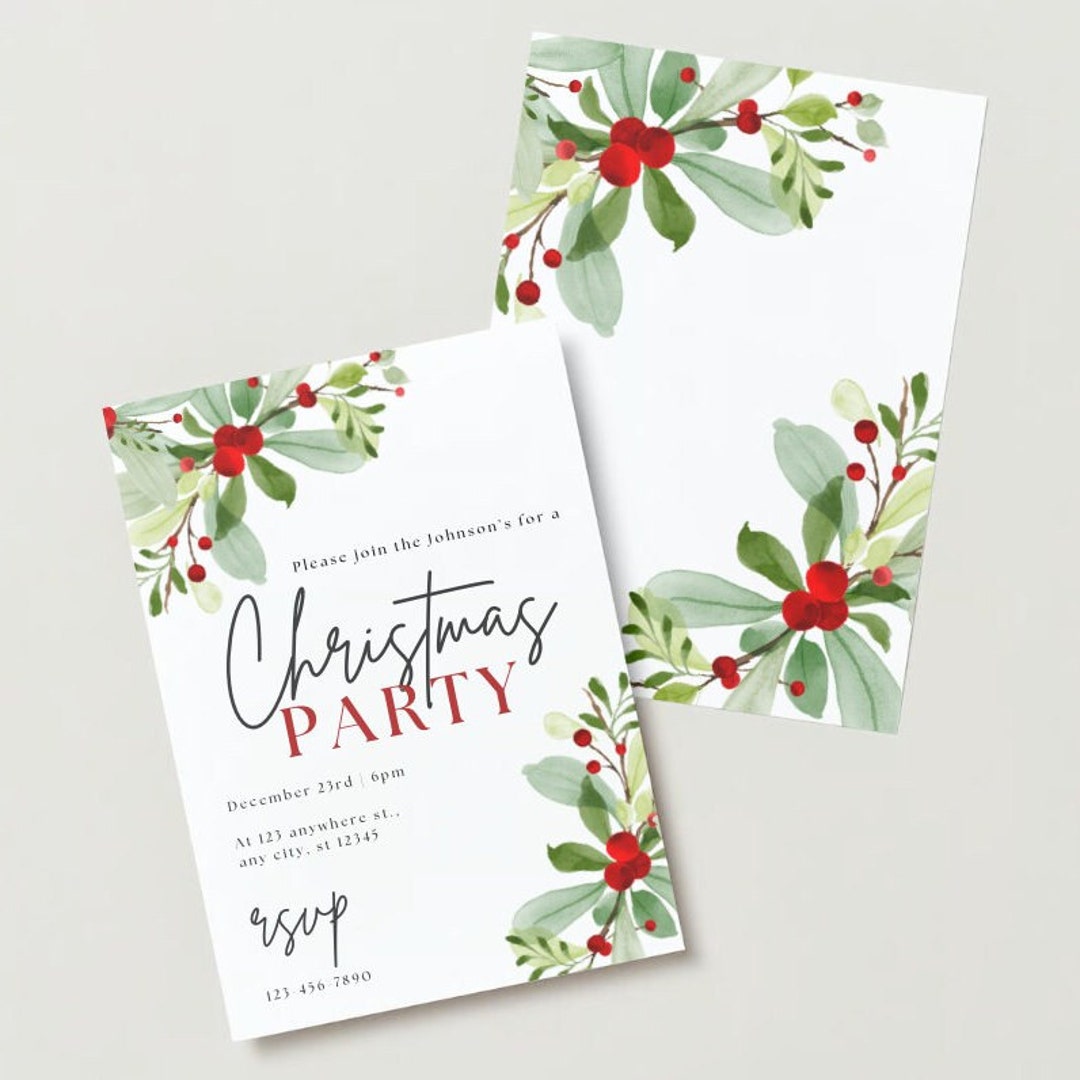 Classy Christmas Party Invitation Template- Work Christmas Party Invite ...