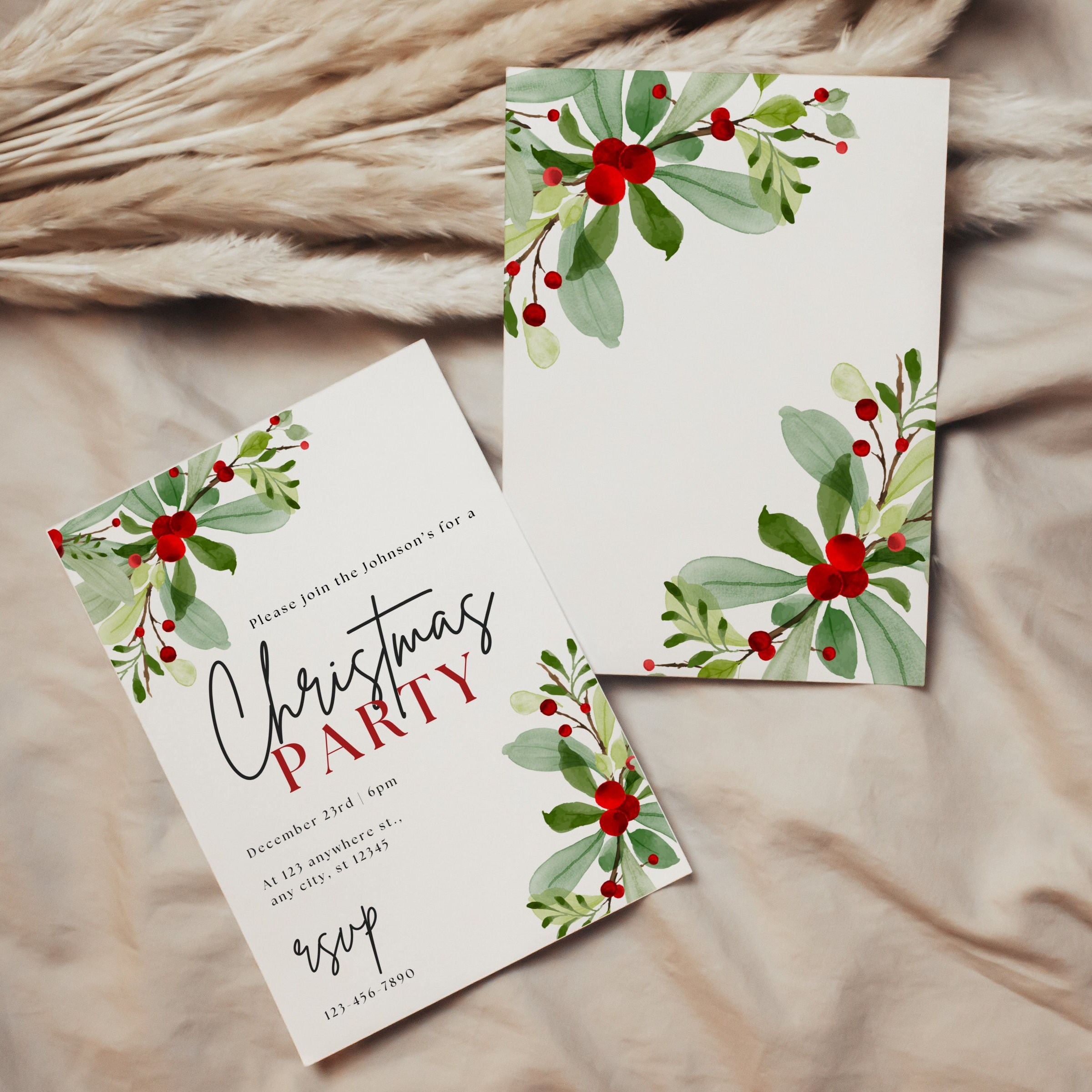 Classy Christmas Party Invitation Template- Work Christmas Party Invite ...