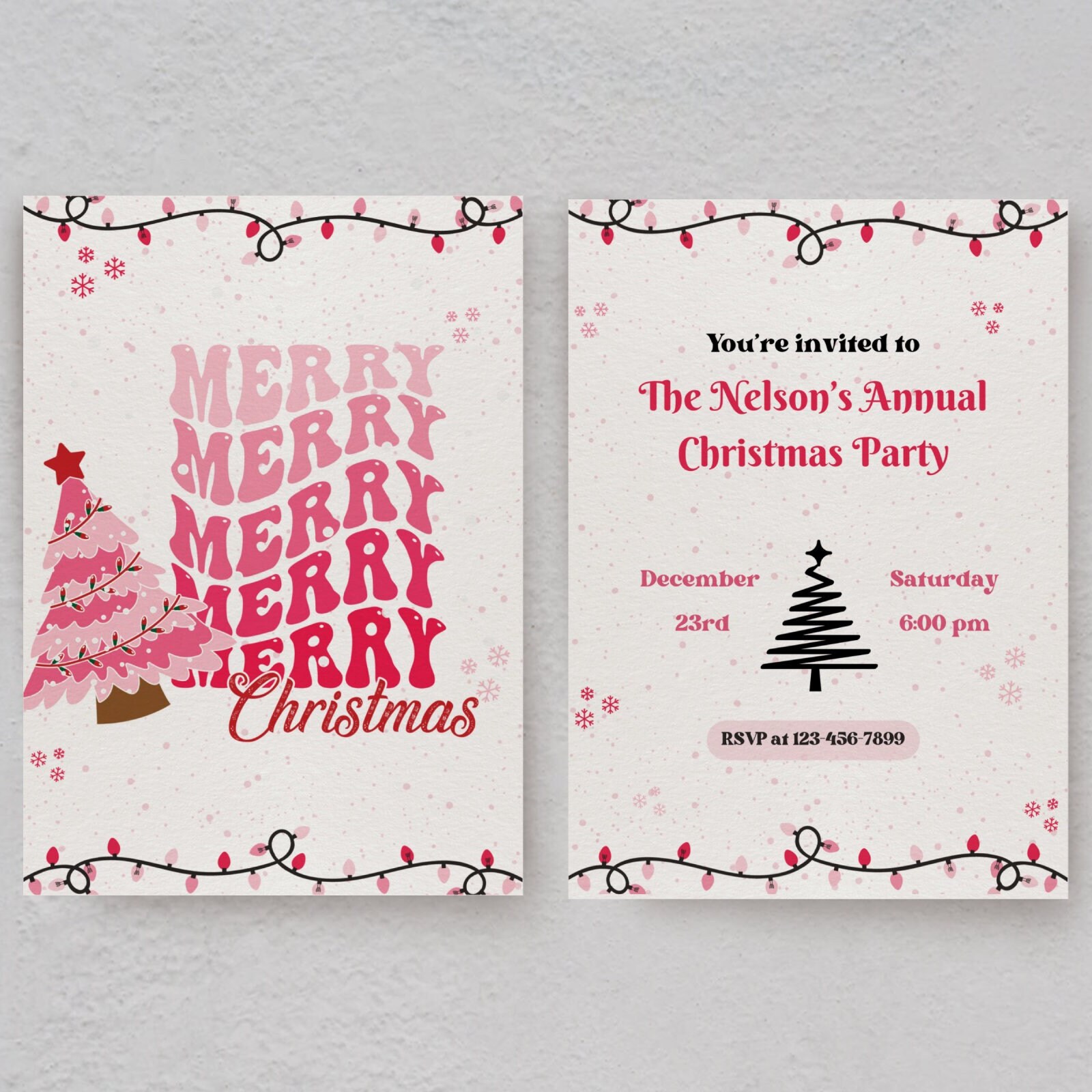 Pink Retro Christmas Party Invitation Template- Pinkmas Work Christmas ...