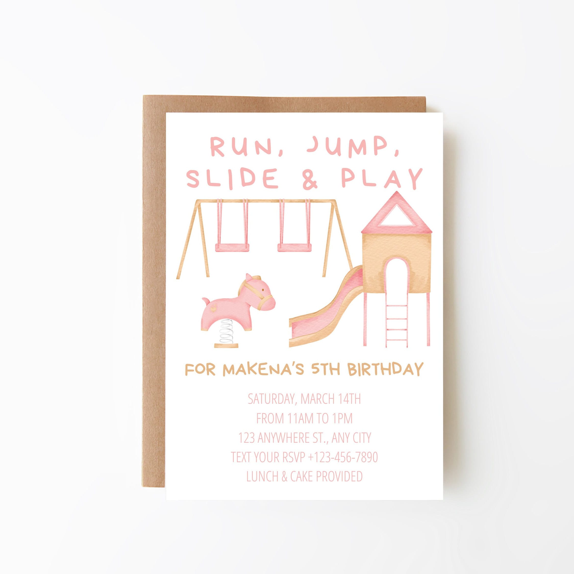 Playground Girl Birthday Invitation Template- Instant Party Invite ...