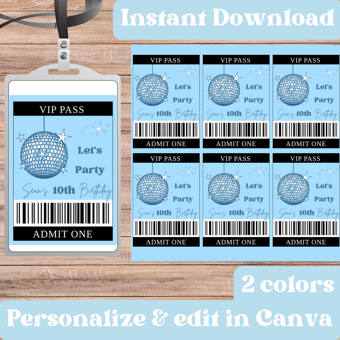 VIP Party Pass Badge Disco in My Birthday Era- Personalizable Instant ...