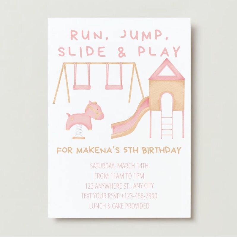 Playground Girl Birthday Invitation Template Instant Party Invite ...