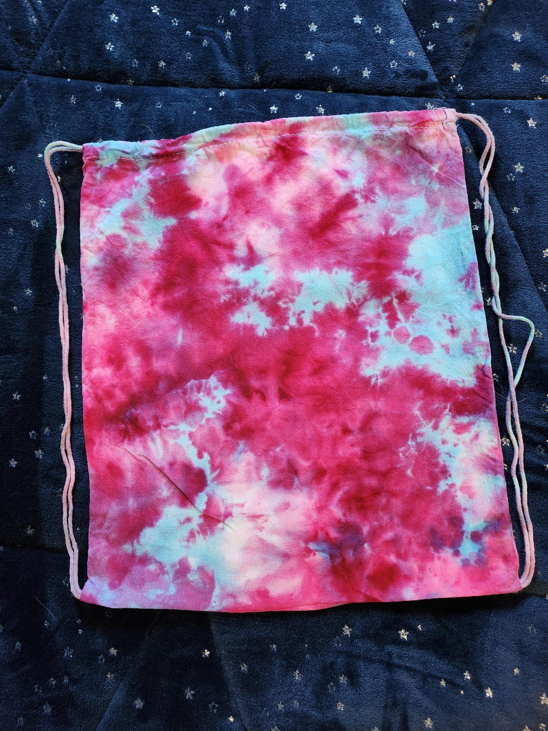 Pink/blue Watercolor Ice Dye/tie Dye Drawstring Bag - Etsy