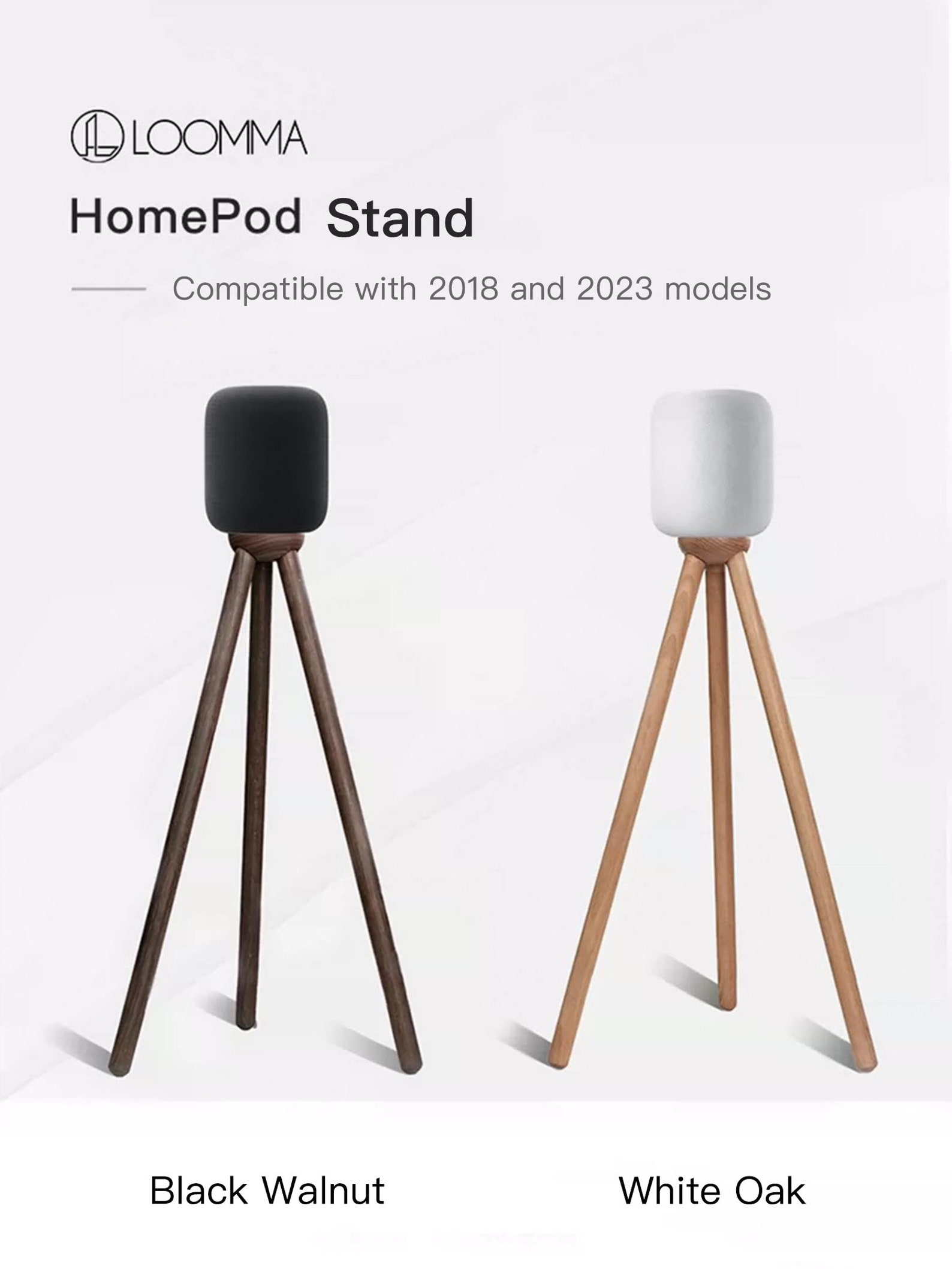 Premium Solid Wood Speaker Stand for HomePod Walnut and White Oak Audio ...