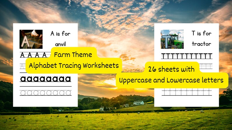 Printable Farm Theme Alphabet Tracing Worksheets - Etsy