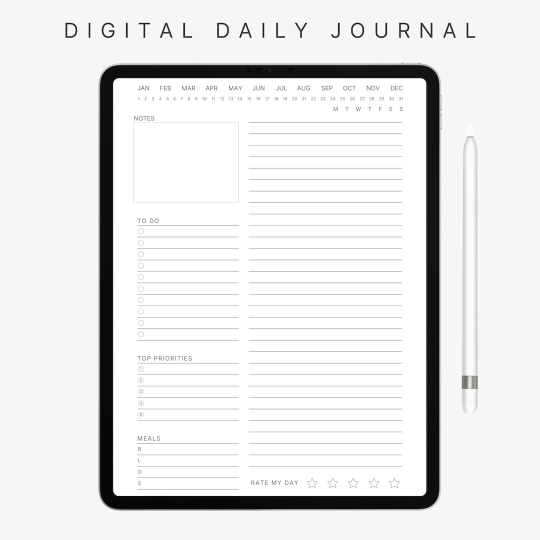 Digital Daily Journal, 365 Hyperlinked Daily Pages, Goodnotes Journal ...