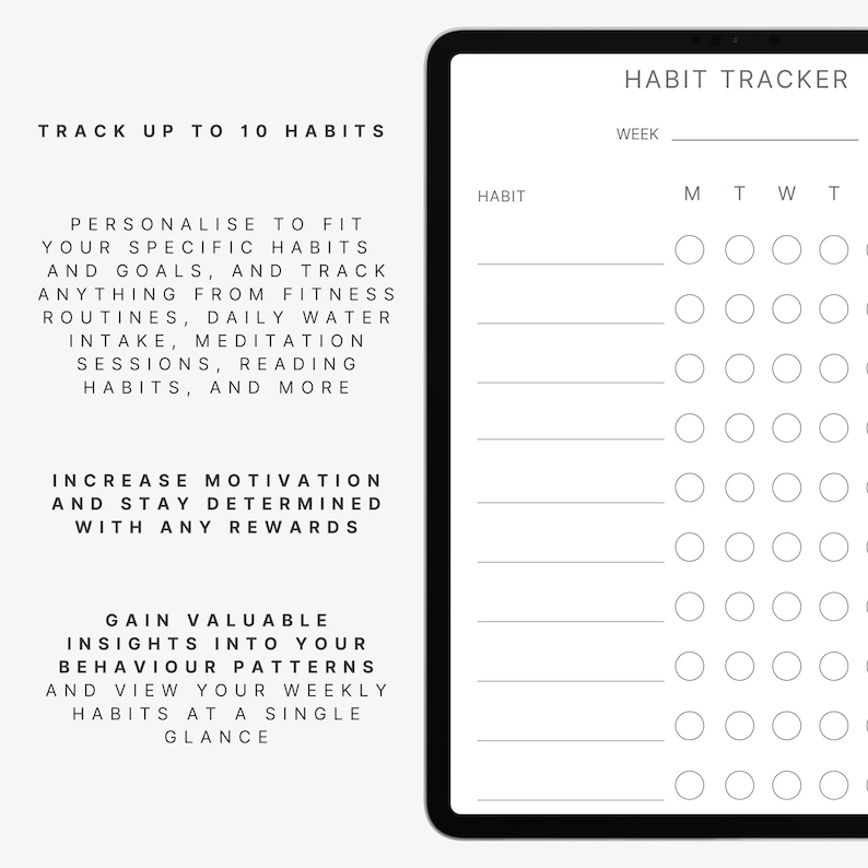Digital Weekly Habit Tracker, Single Page Reusable Habit Tracker ...