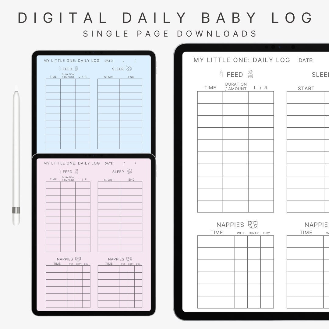 Digital Daily Baby Log, Feeding Breastfeeding Schedule, Baby Routine ...