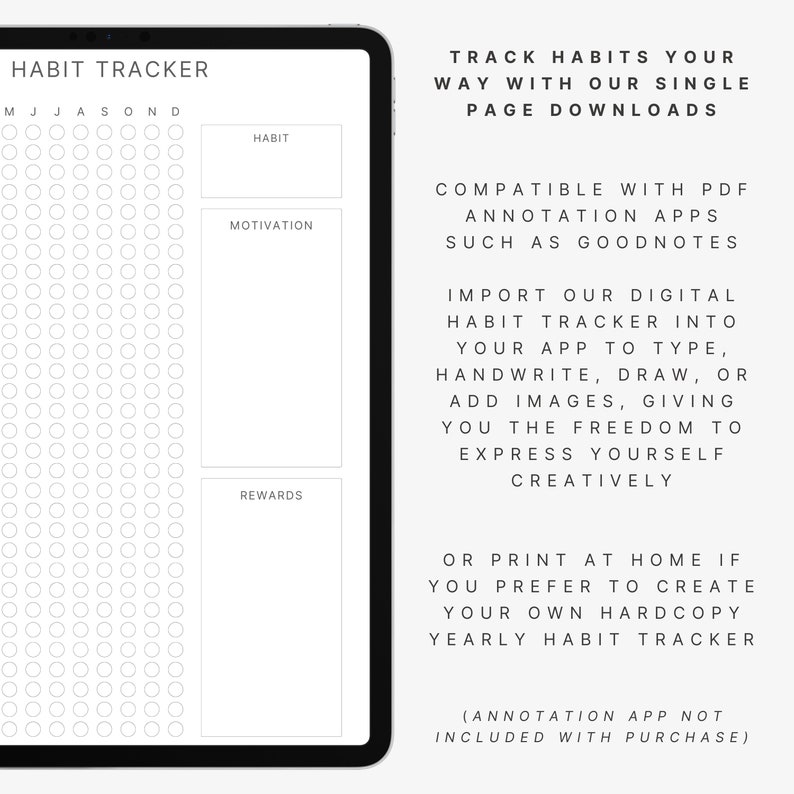 Digital Yearly Habit Tracker Single Page Reusable Habit - Etsy