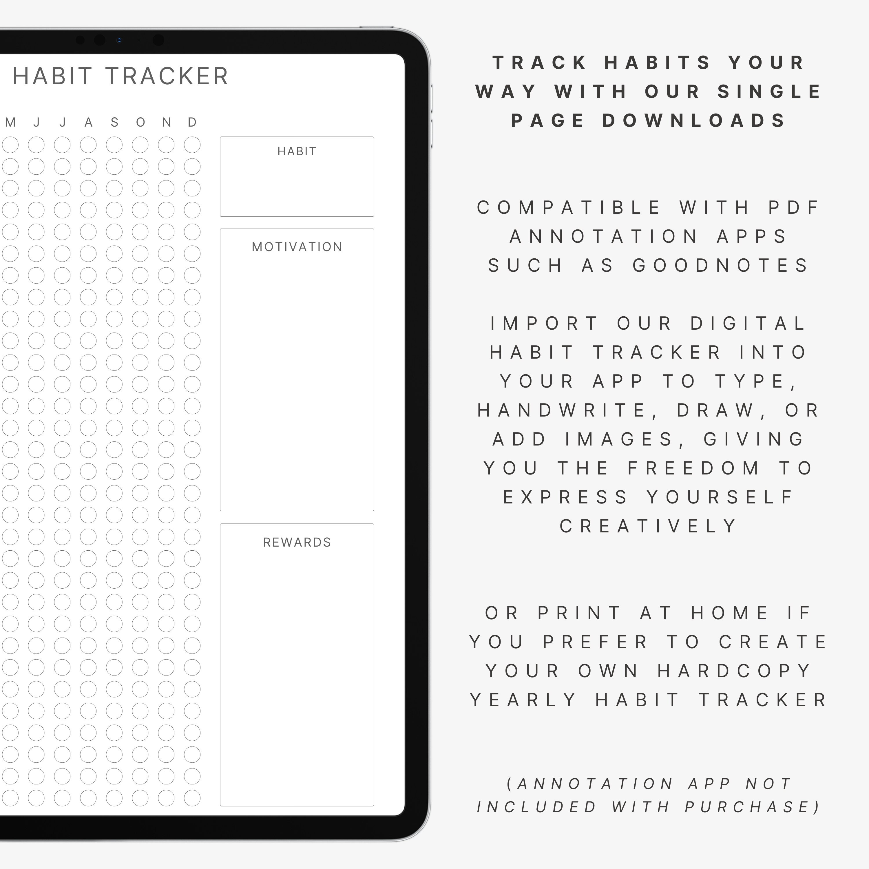 Digital Yearly Habit Tracker, Single Page Reusable Habit Tracker ...