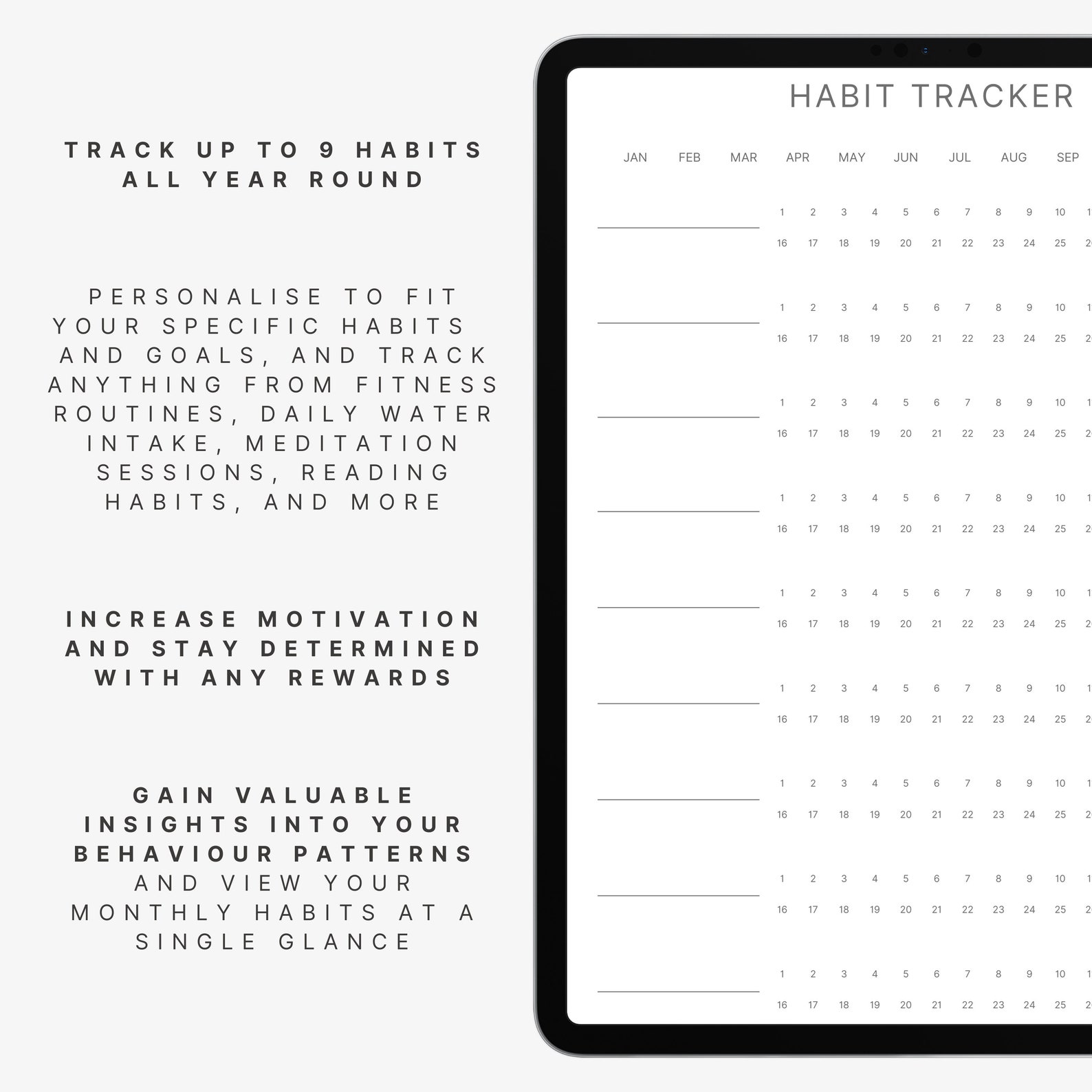 Digital Monthly Habit Tracker Single Page Reusable Habit - Etsy