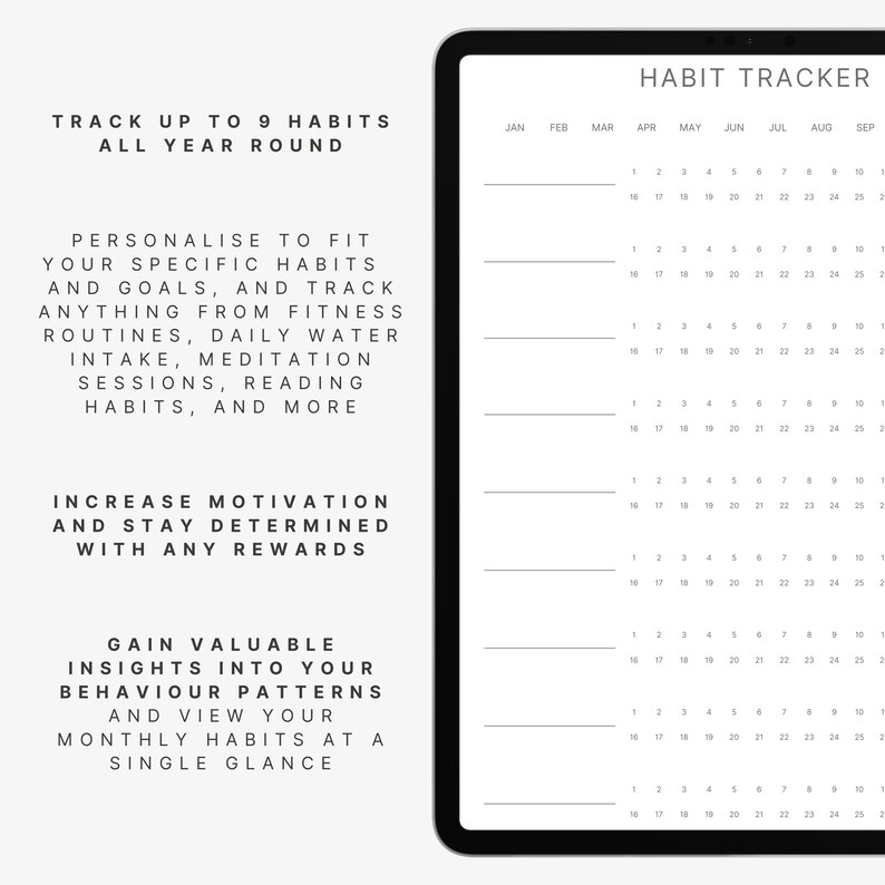 Digital Monthly Habit Tracker Single Page Reusable Habit - Etsy