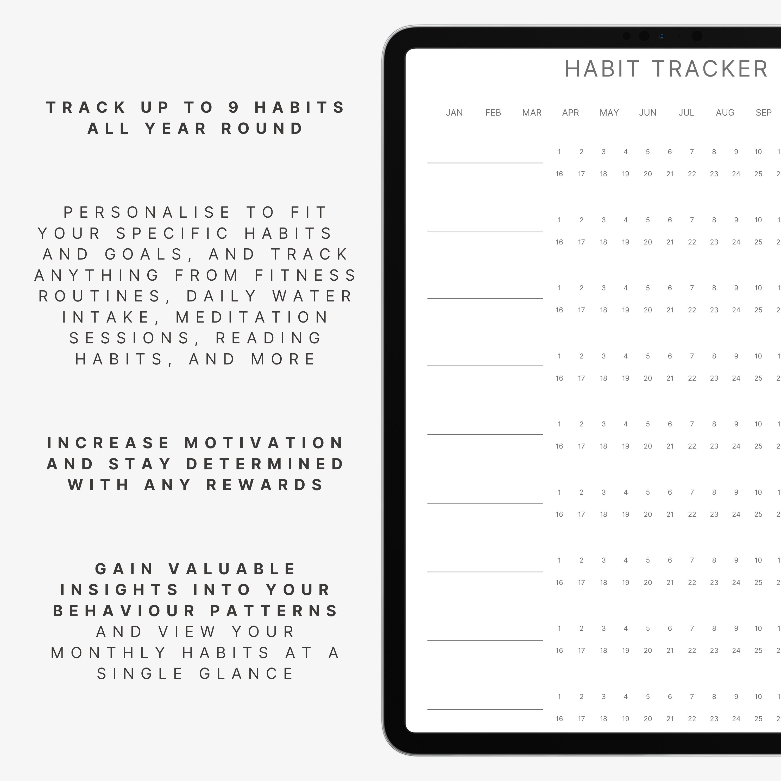 Digital Monthly Habit Tracker Single Page Reusable Habit - Etsy