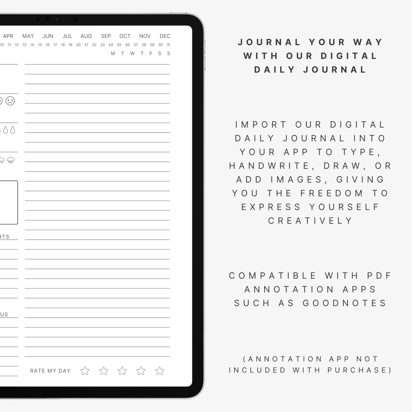 Digital Daily Journal, 365 Hyperlinked Daily Pages, Goodnotes Journal ...