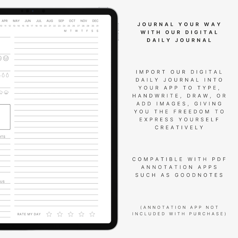 Digital Daily Journal, 365 Hyperlinked Daily Pages, Goodnotes Journal ...