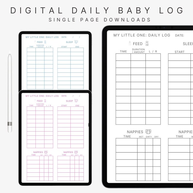 Digital Daily Baby Log, Feeding Breastfeeding Schedule, Baby Routine ...