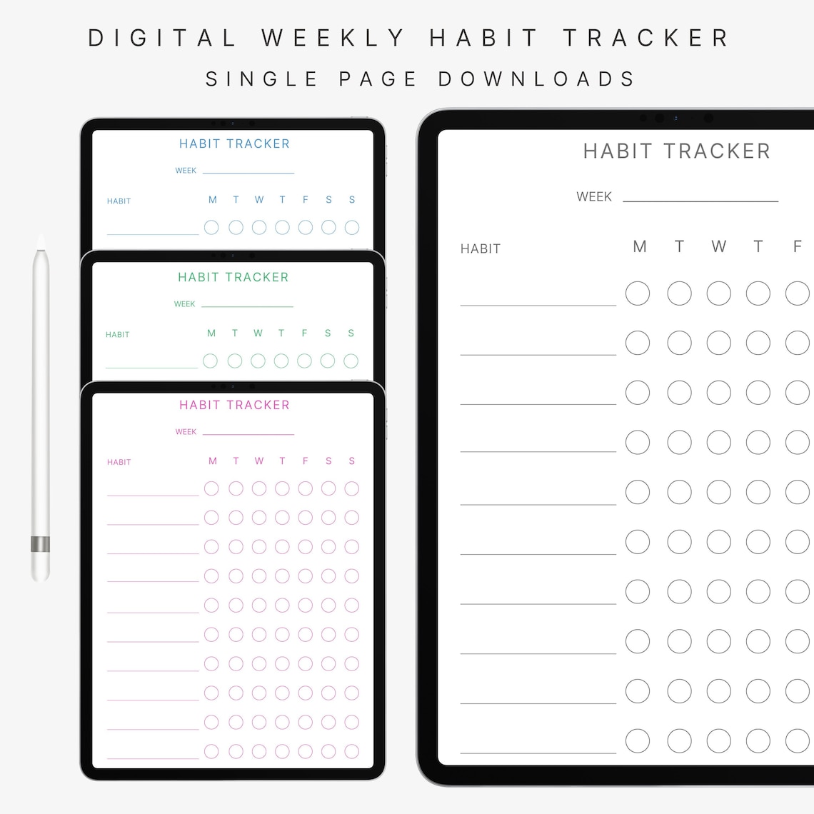 Digital Weekly Habit Tracker, Single Page Reusable Habit Tracker ...