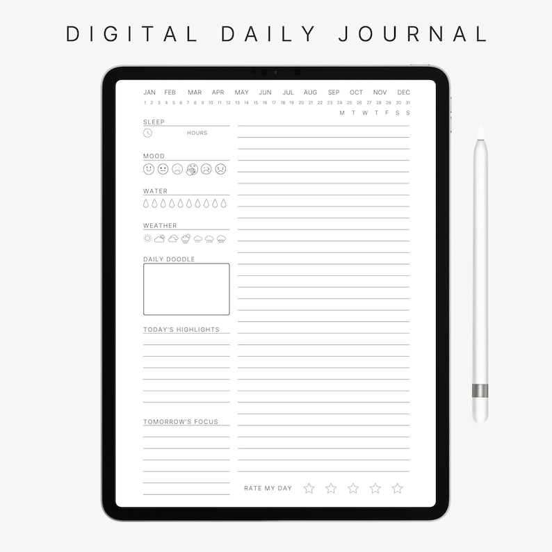 Digital Daily Journal, 365 Hyperlinked Daily Pages, Goodnotes Journal ...