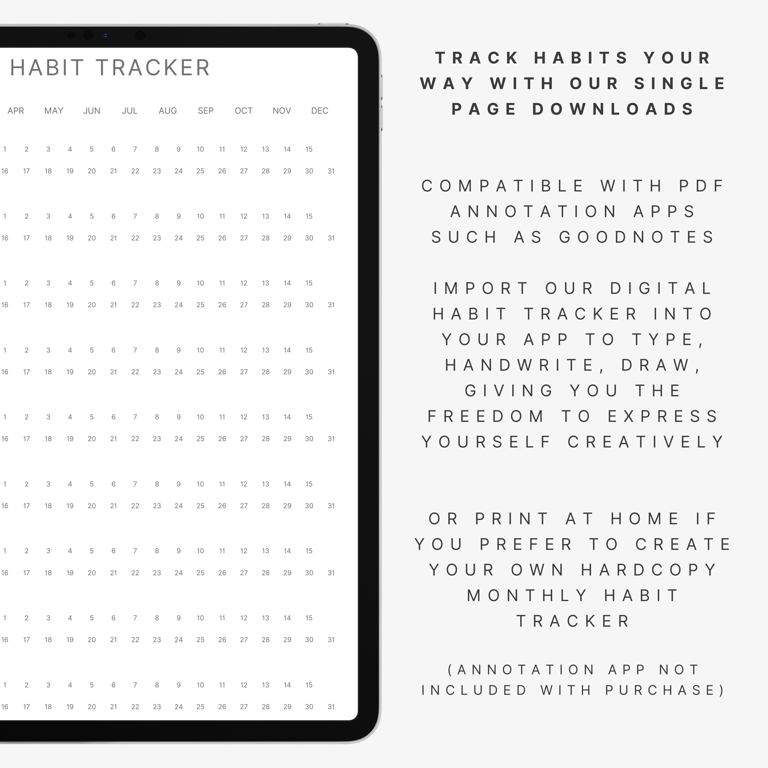 Digital Monthly Habit Tracker Single Page Reusable Habit - Etsy