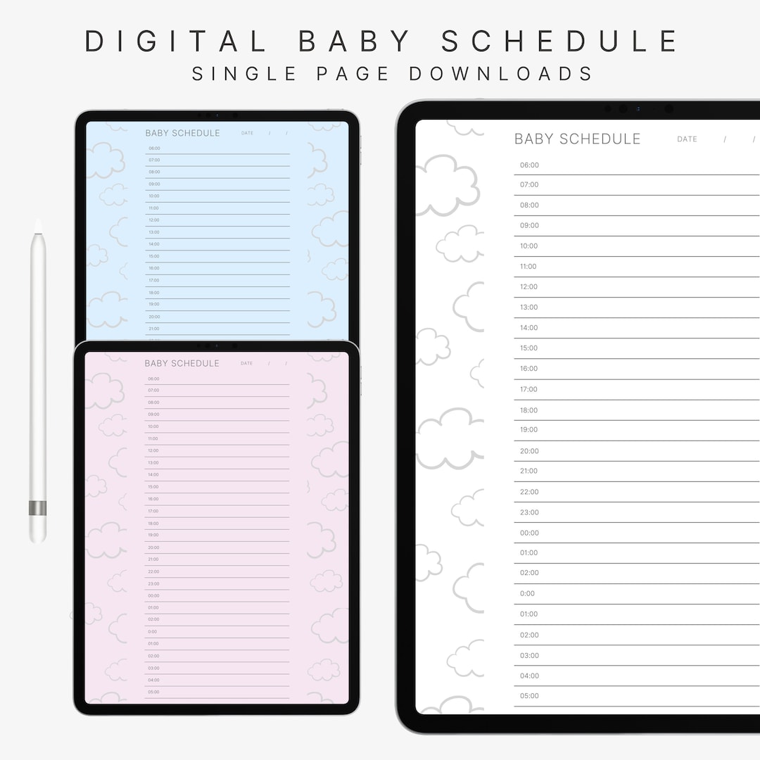 Digital Baby Schedule, Baby Log, 24 Hour Baby Care, Infant Log, Baby ...