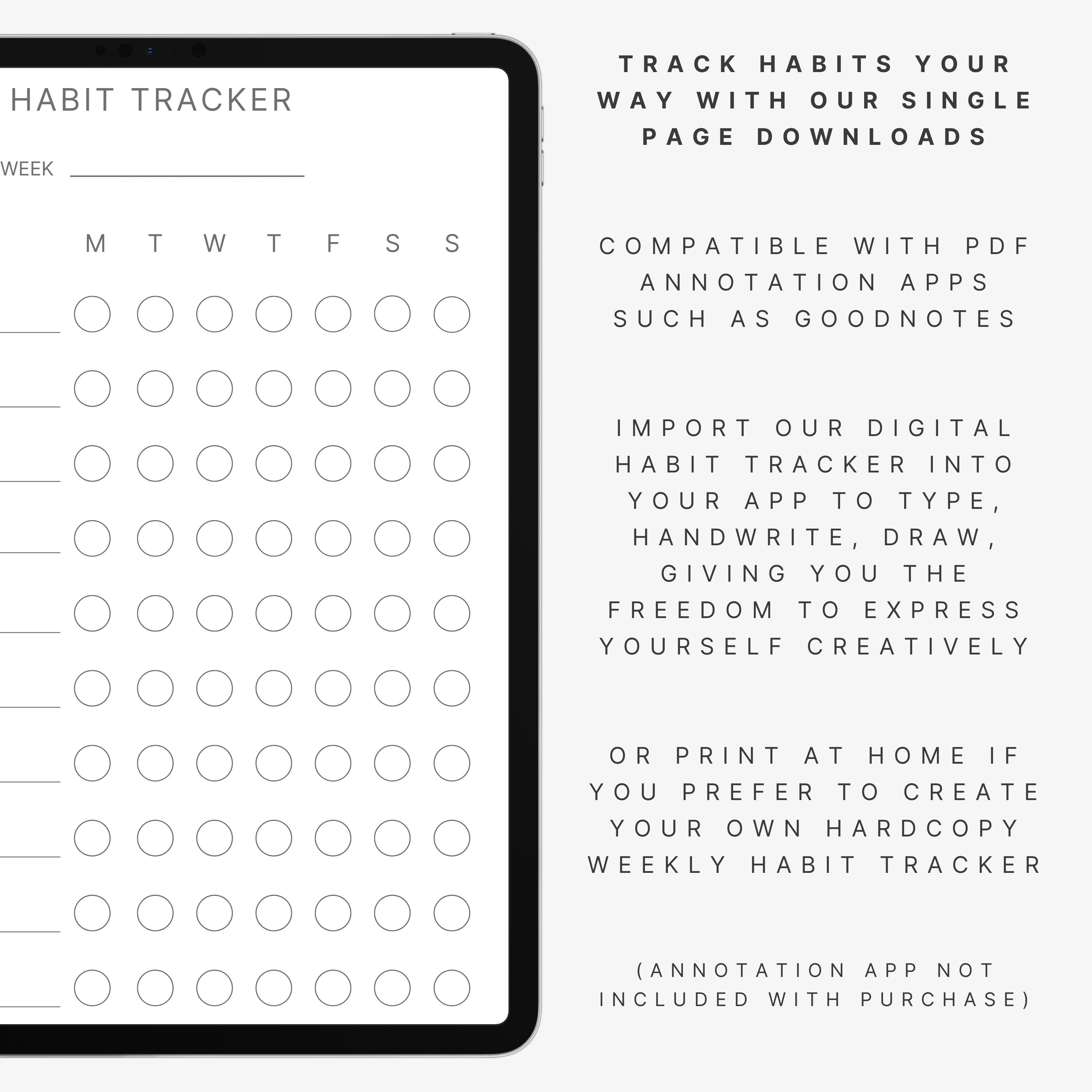 Digital Weekly Habit Tracker, Single Page Reusable Habit Tracker ...