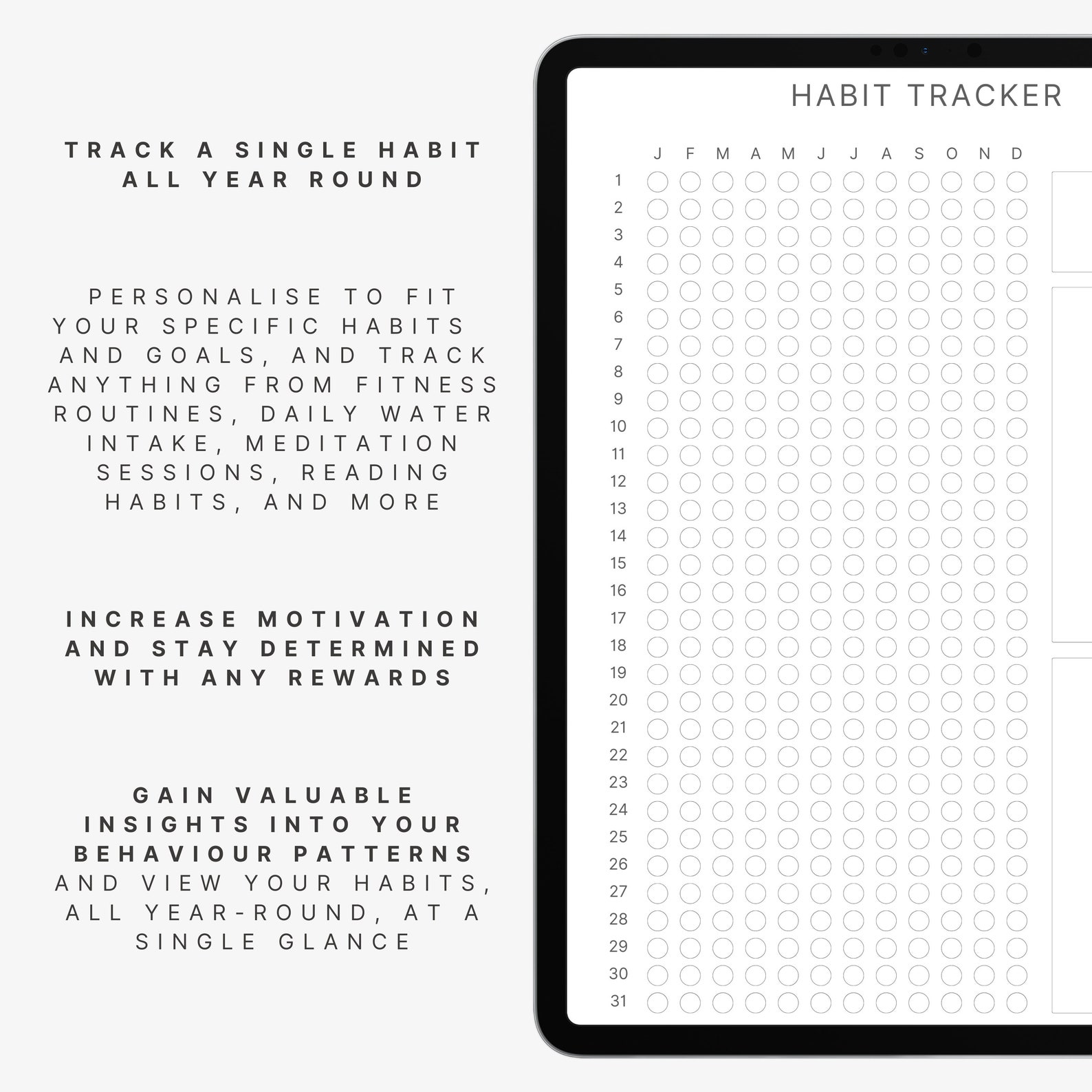 Digital Yearly Habit Tracker, Single Page Reusable Habit Tracker ...