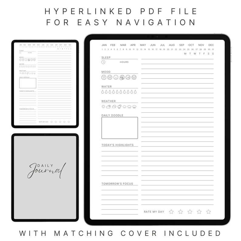 Digital Daily Journal, 365 Hyperlinked Daily Pages, Goodnotes Journal ...