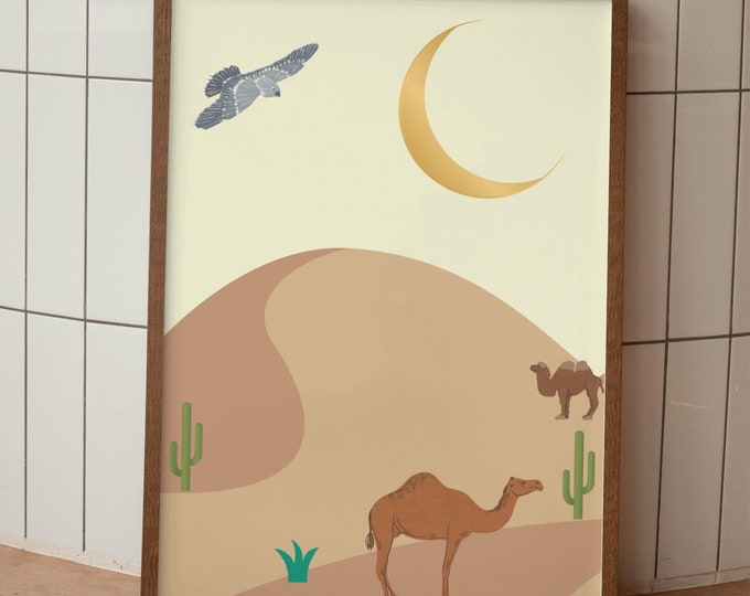 Desert Adventure Art Print Whimsical Desert Landscape Poster for ...
