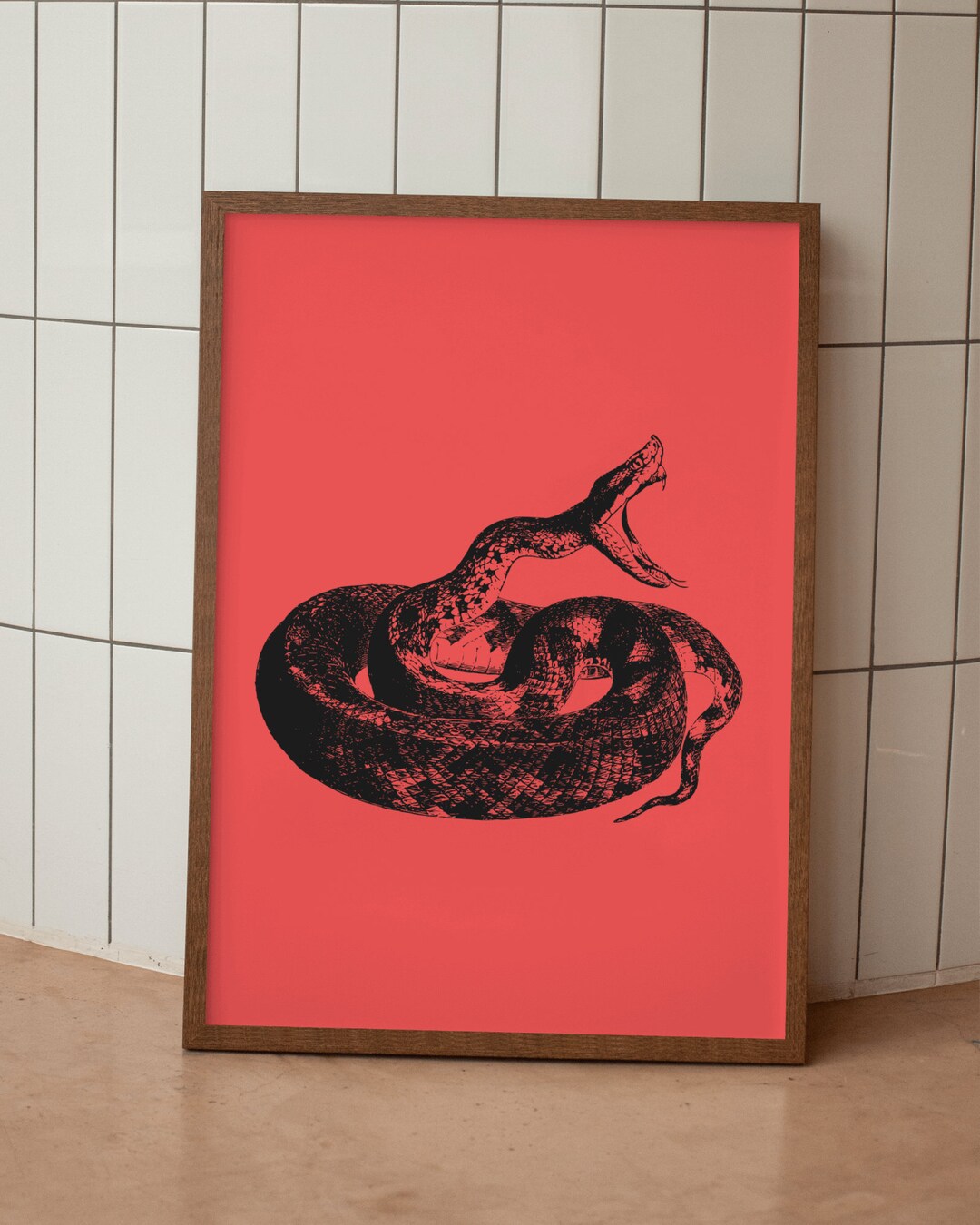 Printable Wall Art, Living Room Wall Art Print, Snake Art Print, Red ...