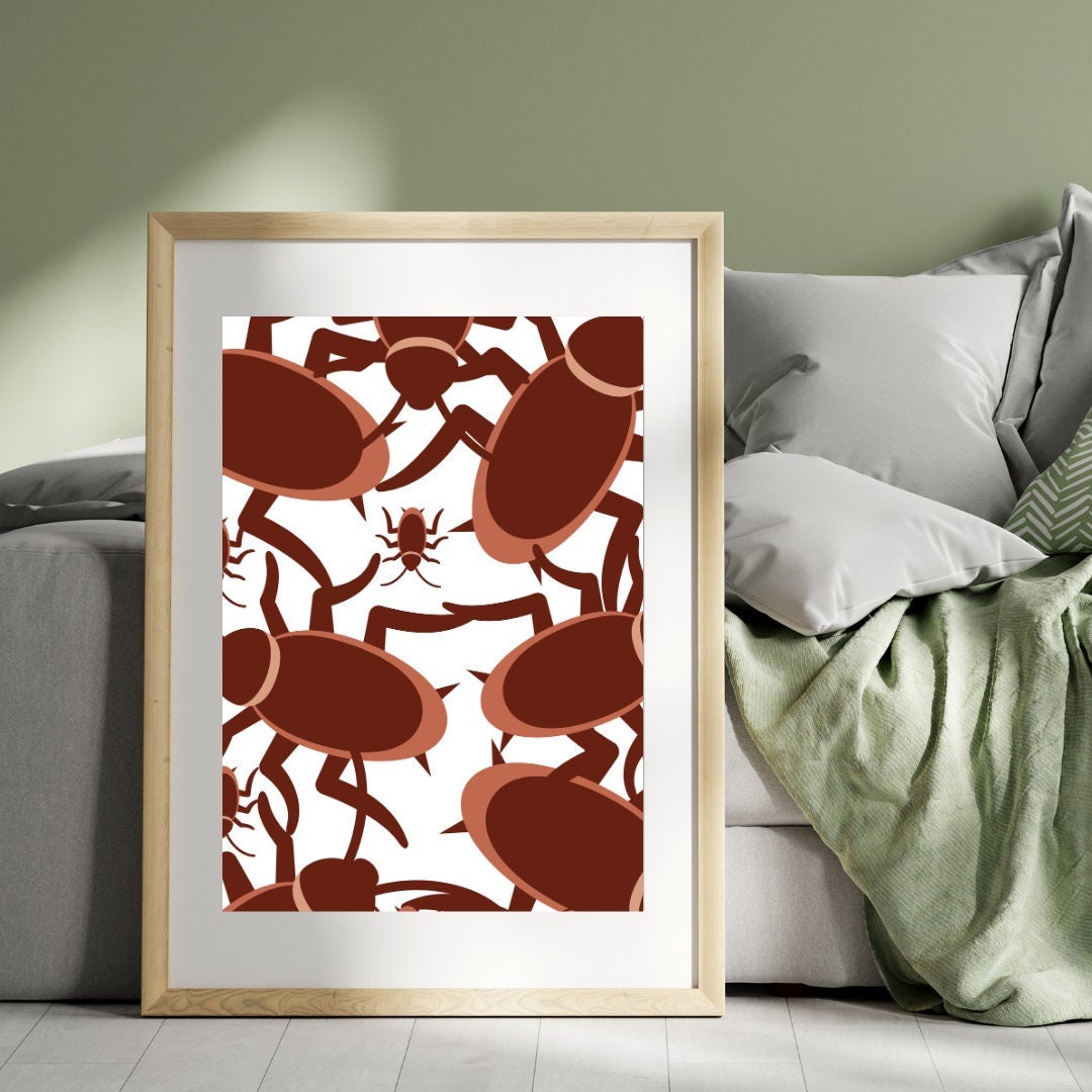 Creepy Cockroach Poster, Printable Halloween Wall Art, Horror Insect ...