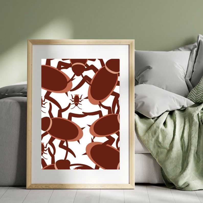 Creepy Cockroach Poster, Printable Halloween Wall Art, Horror Insect ...