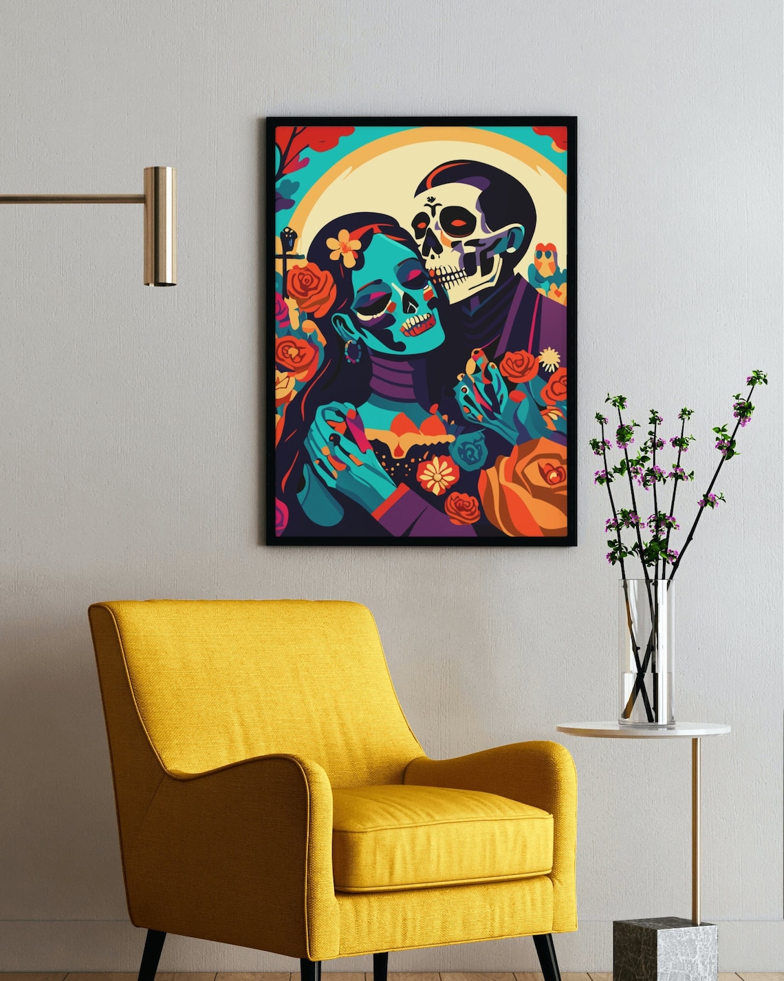 Gothic Romantic Skeleton Couple Skeleton Wall Art Halloween - Etsy