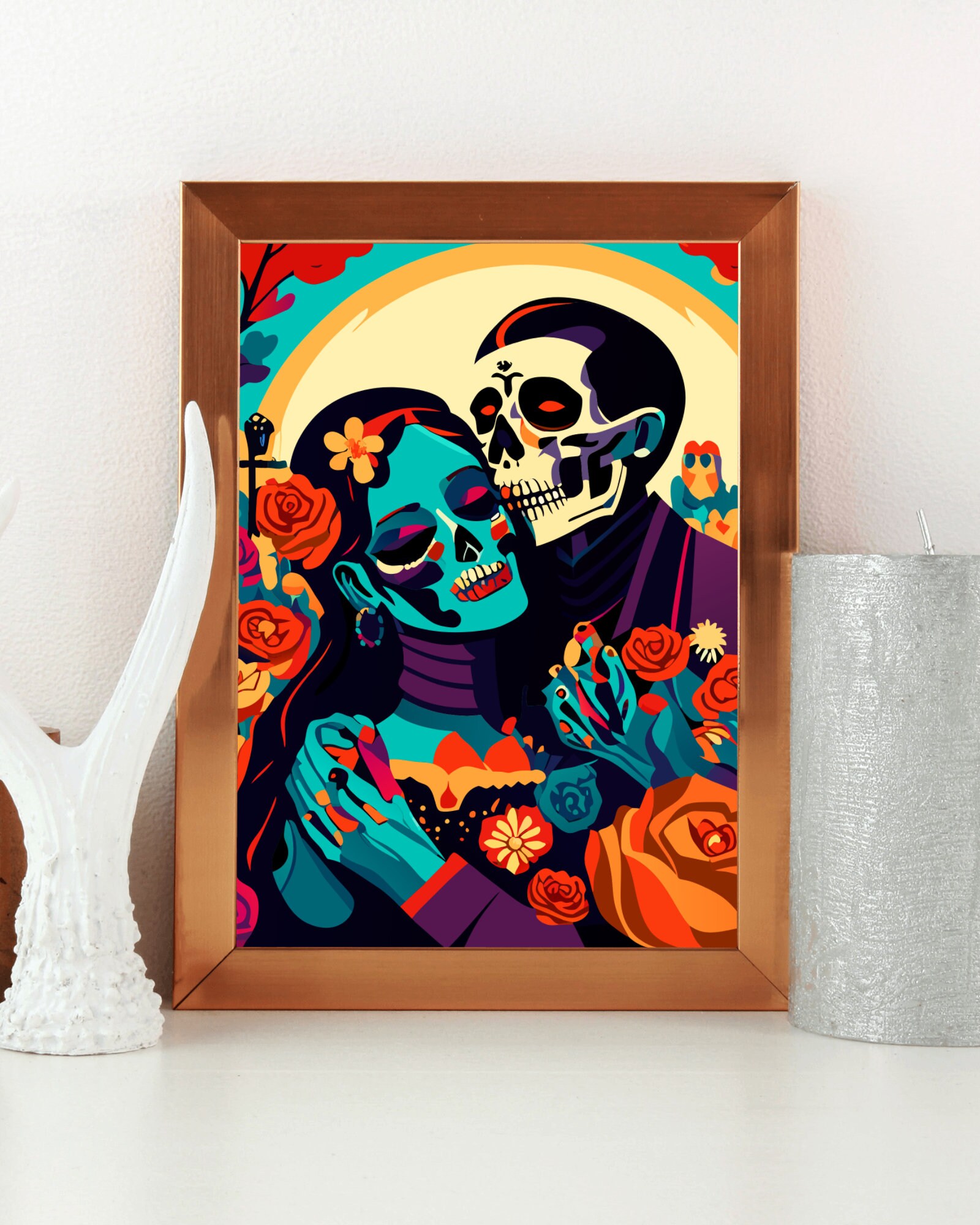 Gothic Romantic Skeleton Couple, Skeleton Wall Art, Halloween Decor ...