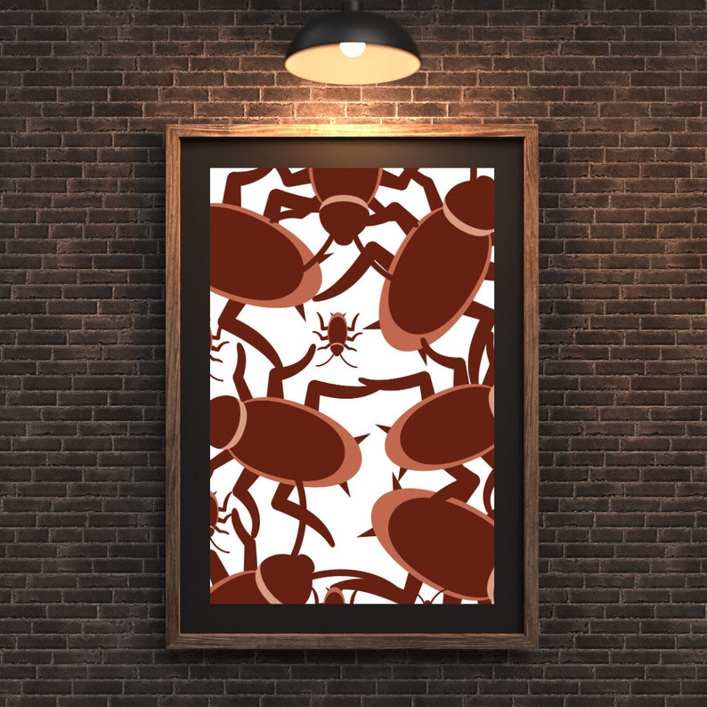 Creepy Cockroach Poster, Printable Halloween Wall Art, Horror Insect ...
