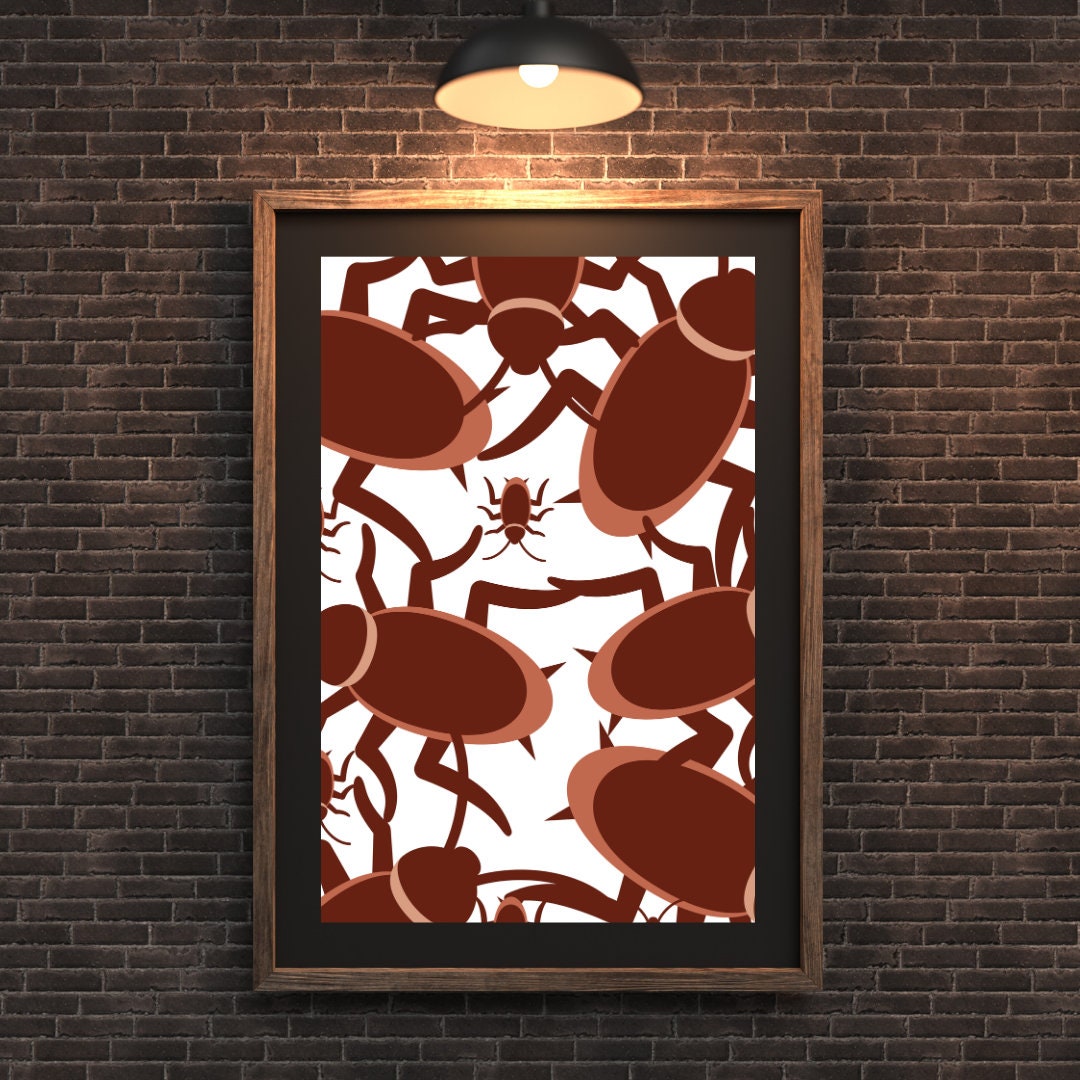 Creepy Cockroach Poster, Printable Halloween Wall Art, Horror Insect ...