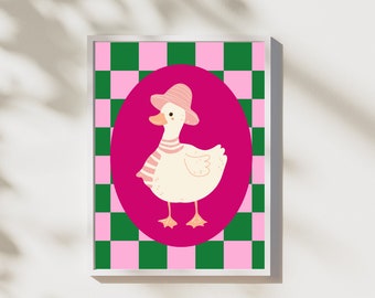Silly Goose Wall Art, Cute Goose Poster, Nursery Decor, Farm Animal ...