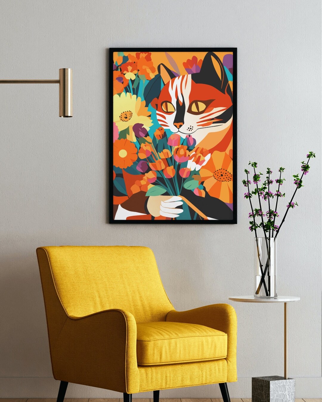 Cat Wall Art, Pet Portrait, Cat Poster, Gift for Cat Lover, Cat Cute ...