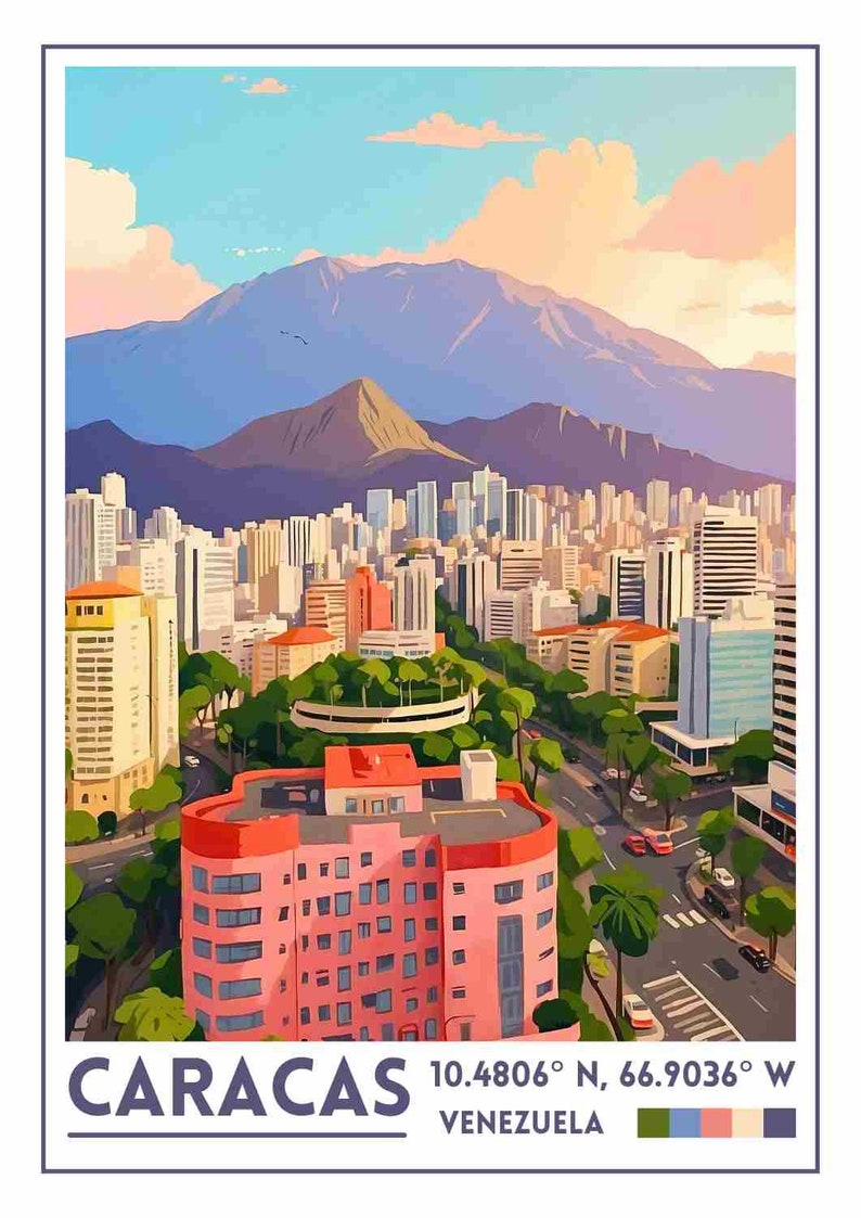 Caracas Travel Poster Venezuela Painting South America Home Decor ...