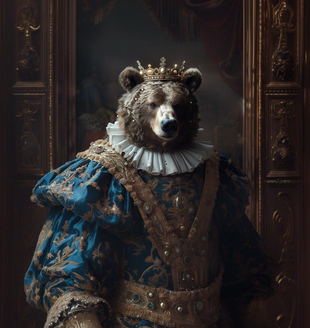 Royal Bear Digital Art | Noble Bear Portrait | Regal Animal Print ...