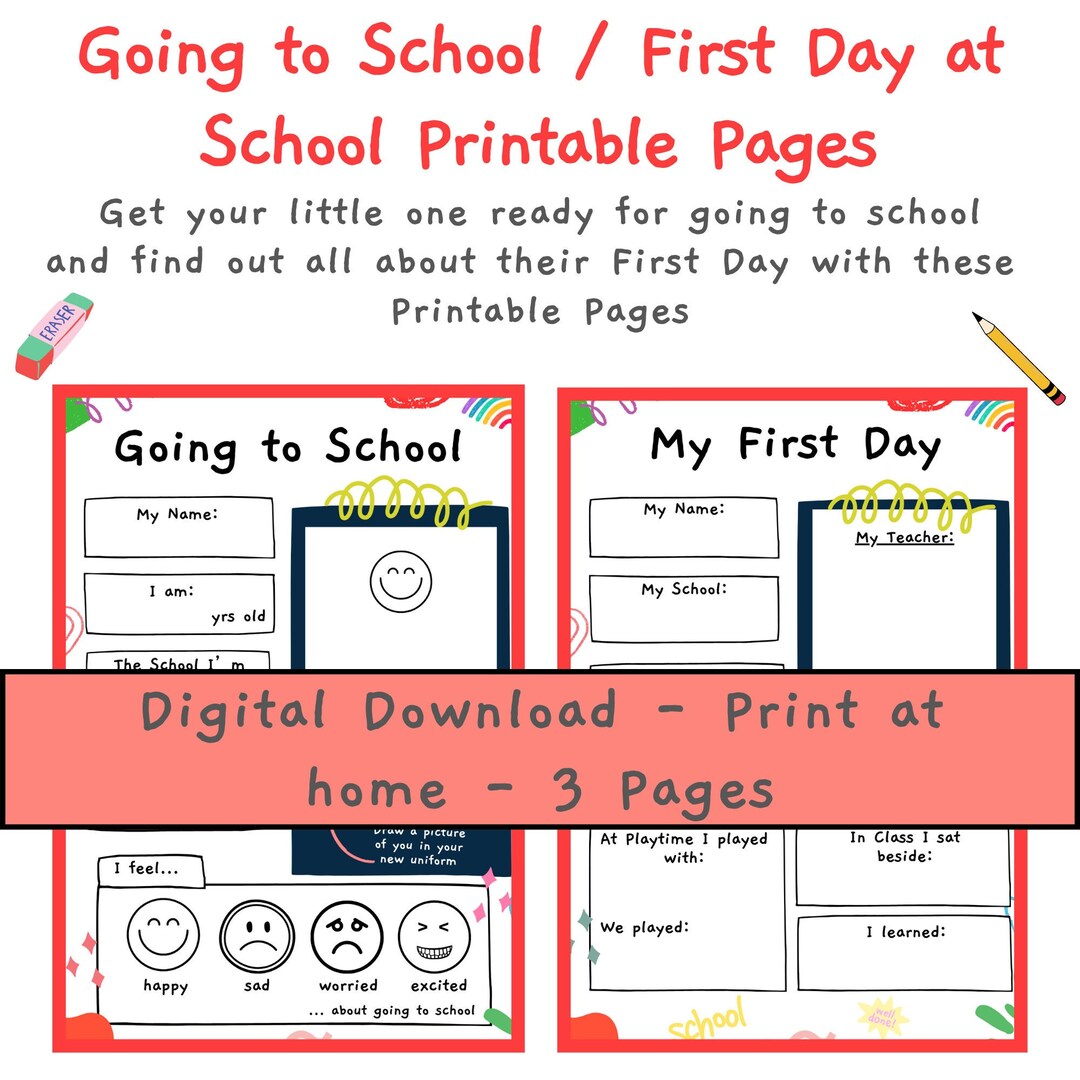 Starting School First Day at School Kids Going to School Printable ...