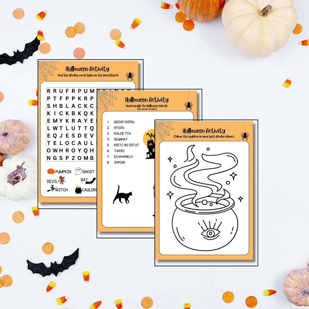 Halloween Activity Pages Halloween Colouring Word Search Word Jumble ...
