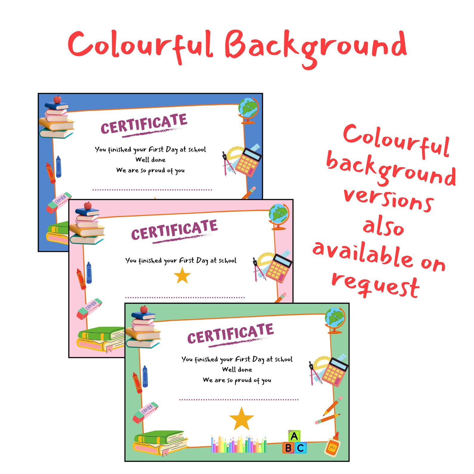 First Day at School Certificate Child Starting School First Day Present ...