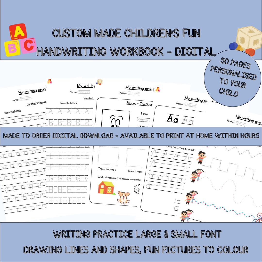Kid's Handwriting Practice Workbook Made to Order Download Printable ...