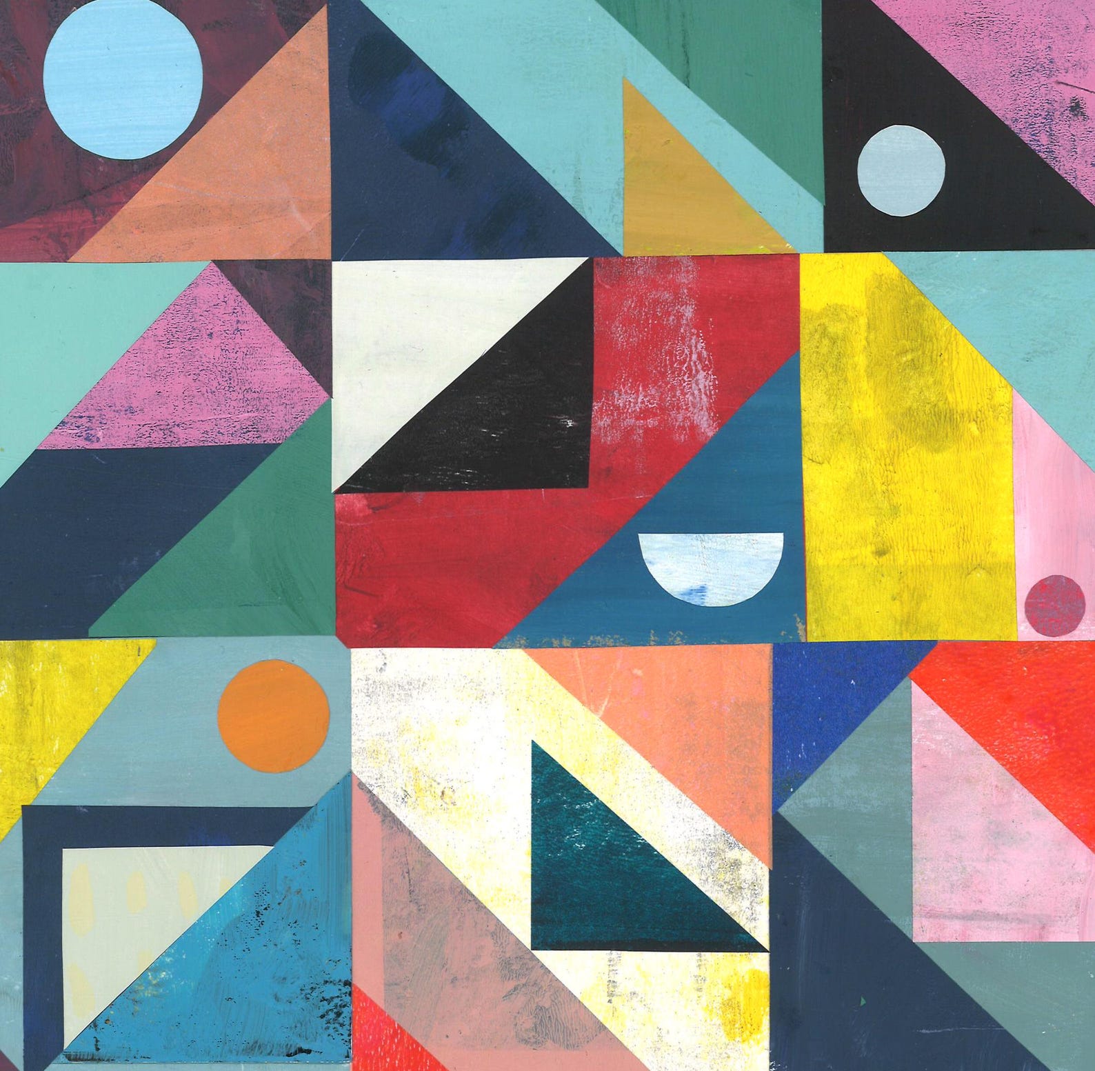 Geometric Triangle Painting: Colorful Abstract Art, 8x11 Unframed - Etsy