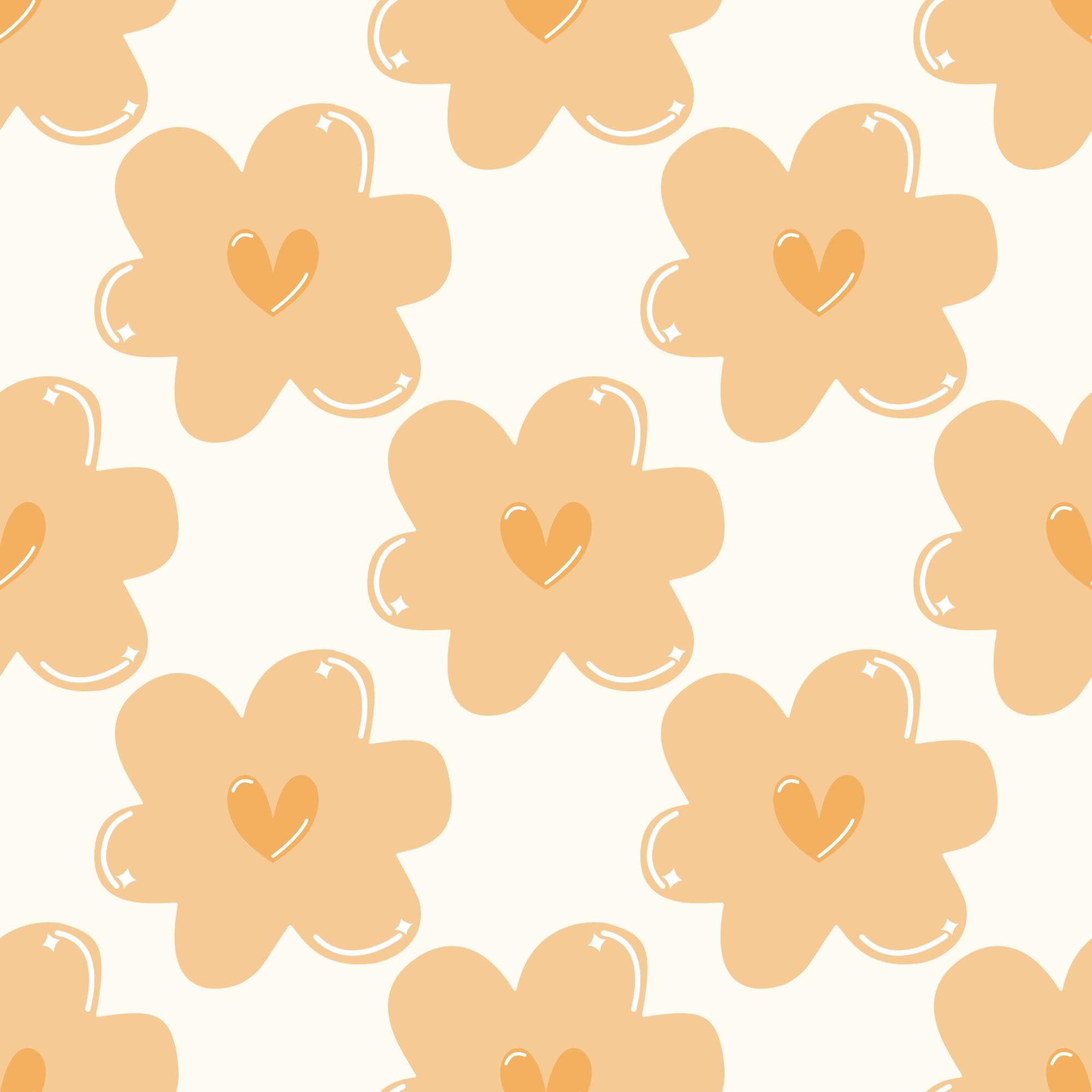 Retro Daisy Heart Seamless Pattern Bundle, Pastel Floral Digital Paper ...