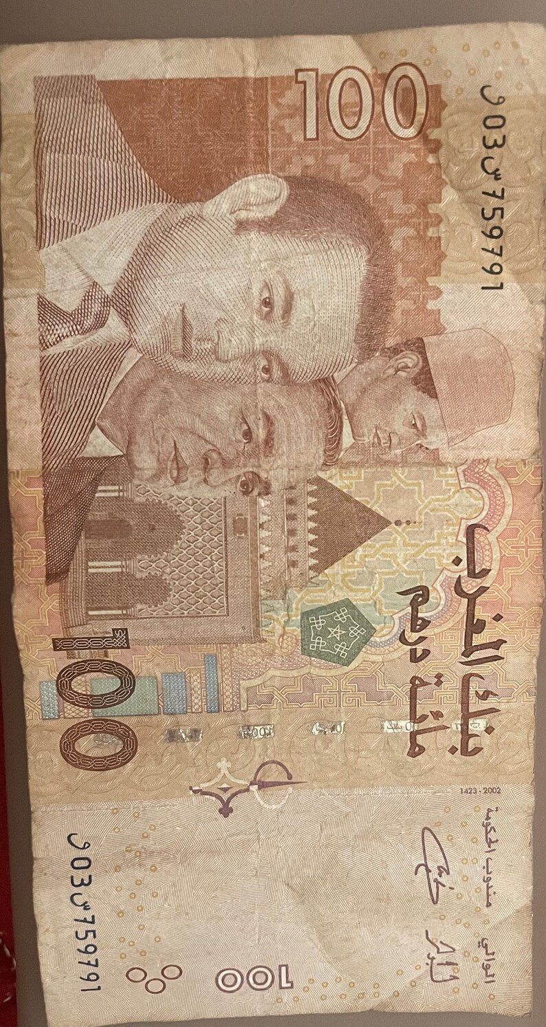 Altes marokkanisches Geld 100 DIRHAMS Währung des Königreichs Marokko ...