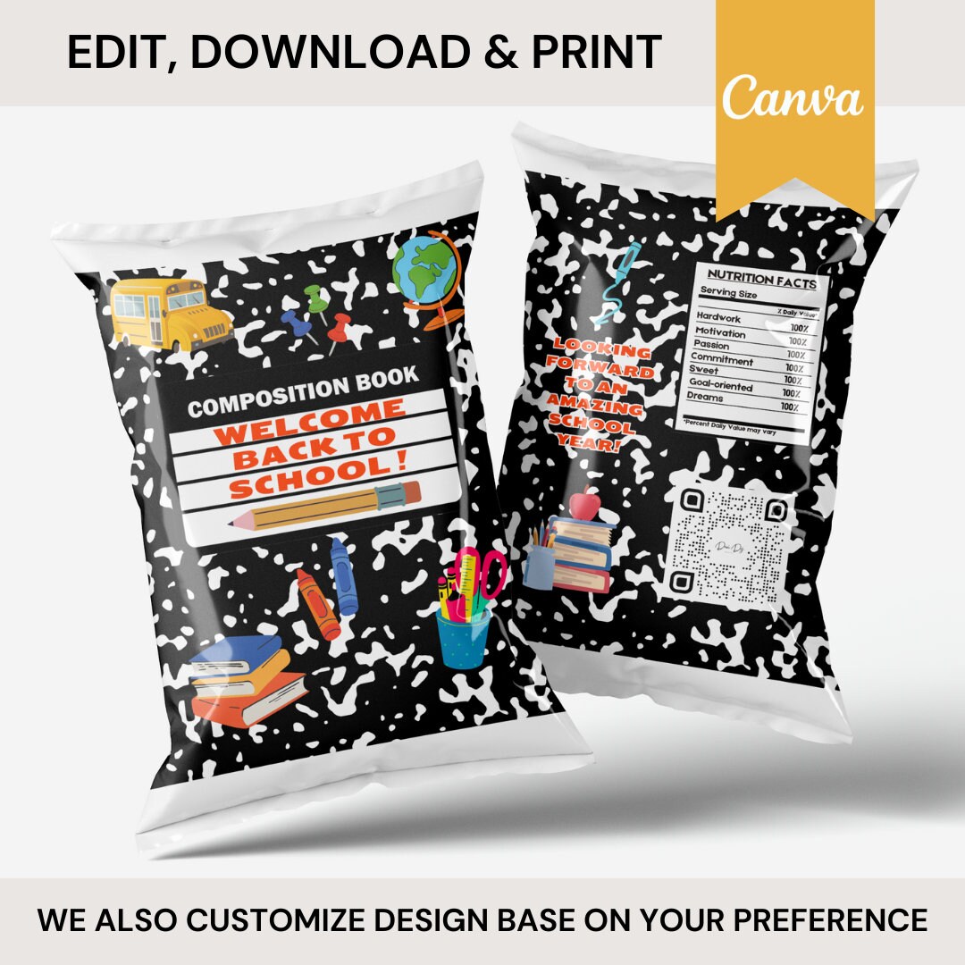 EDITABLE Back to School Chip Bag Template First Day of School Chip Bag ...